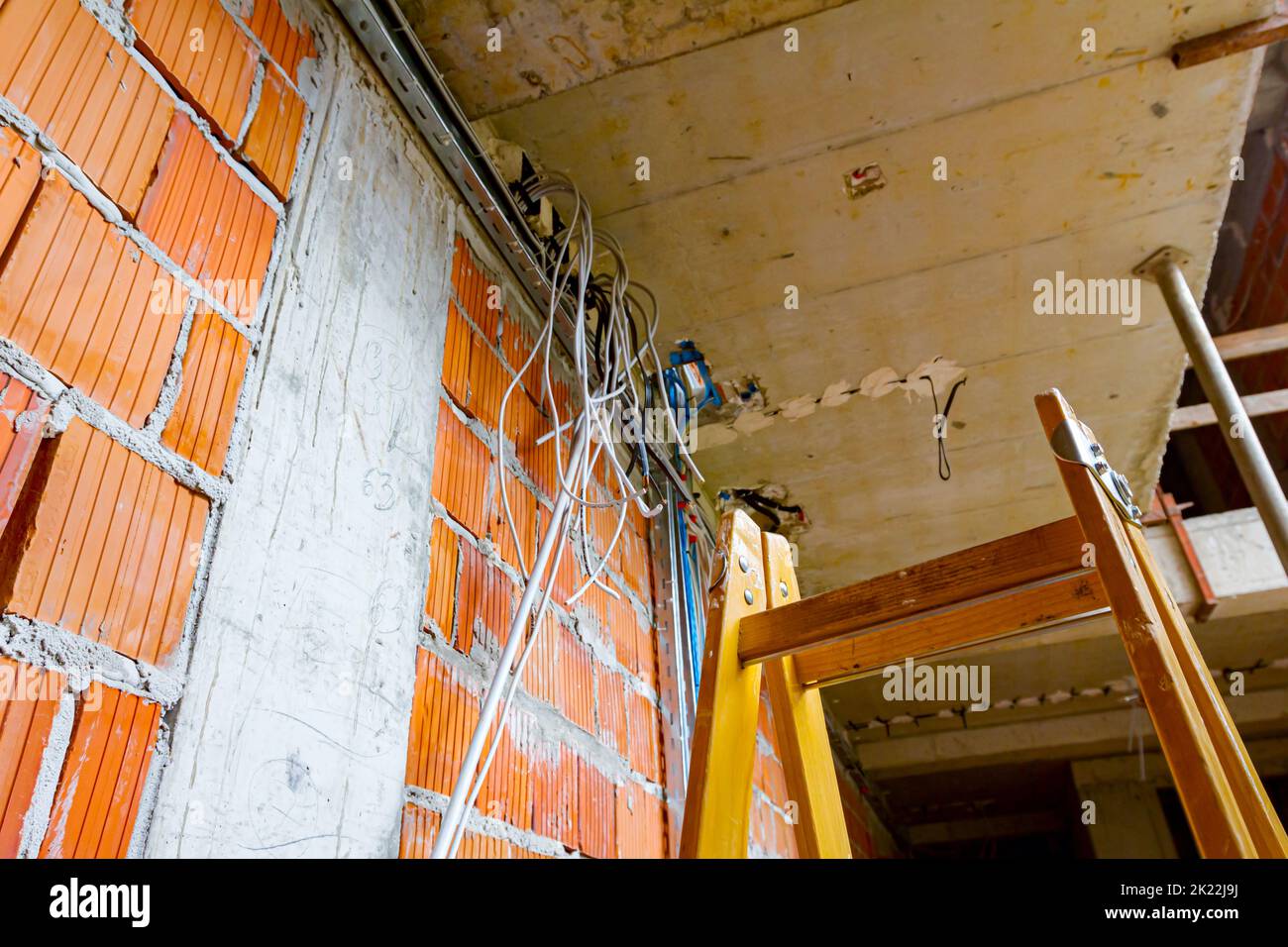 Ladders for easier installing cables, distribution boxes for ...