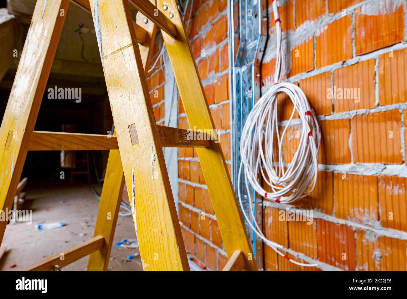 Ladders for easier installing cables, distribution boxes for ...