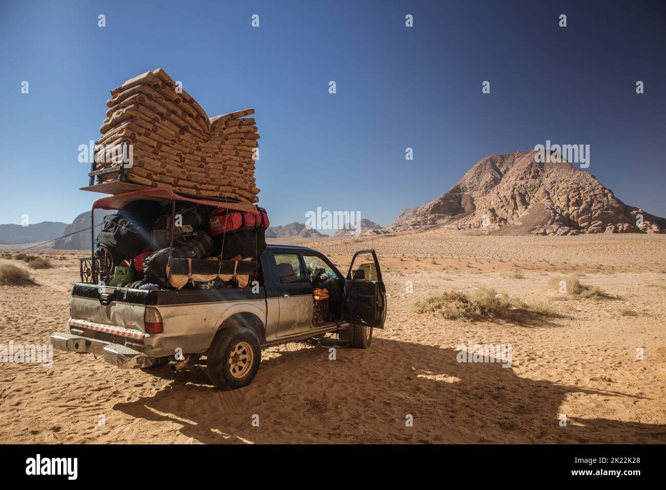Overloaded Car in Wadi Rum Stock Photo - Alamy