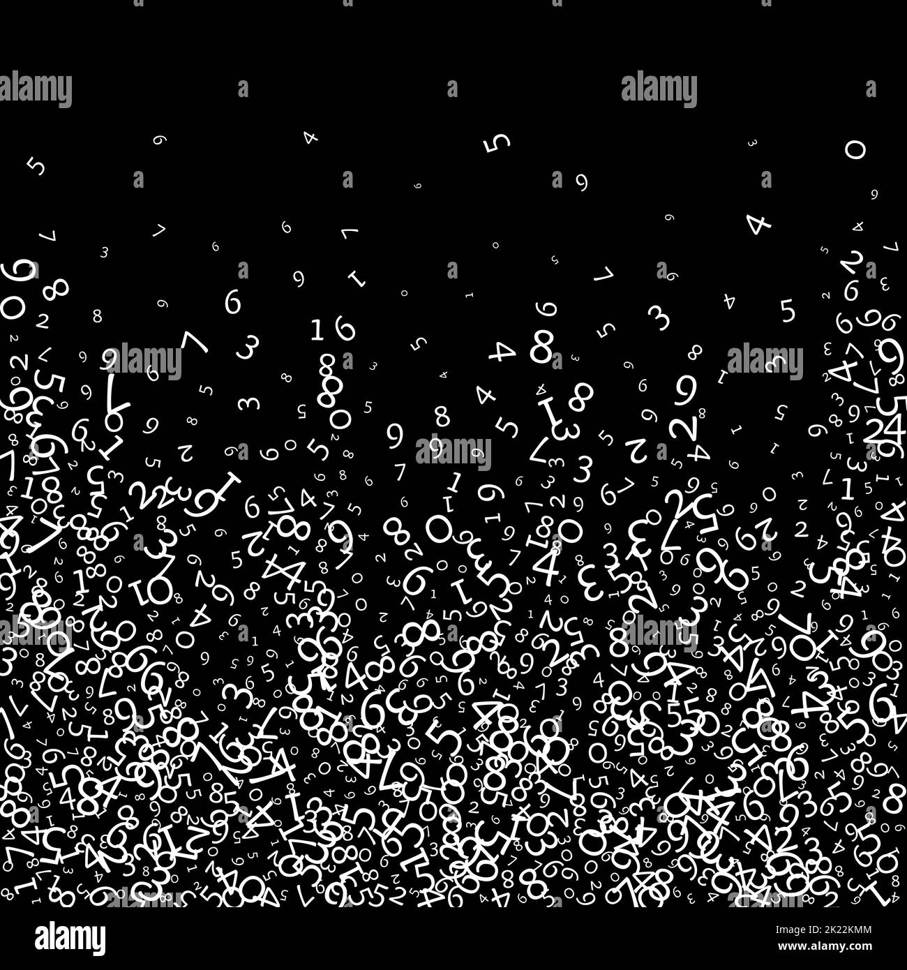 Falling numbers, big data concept. Binary white messy flying digits ...