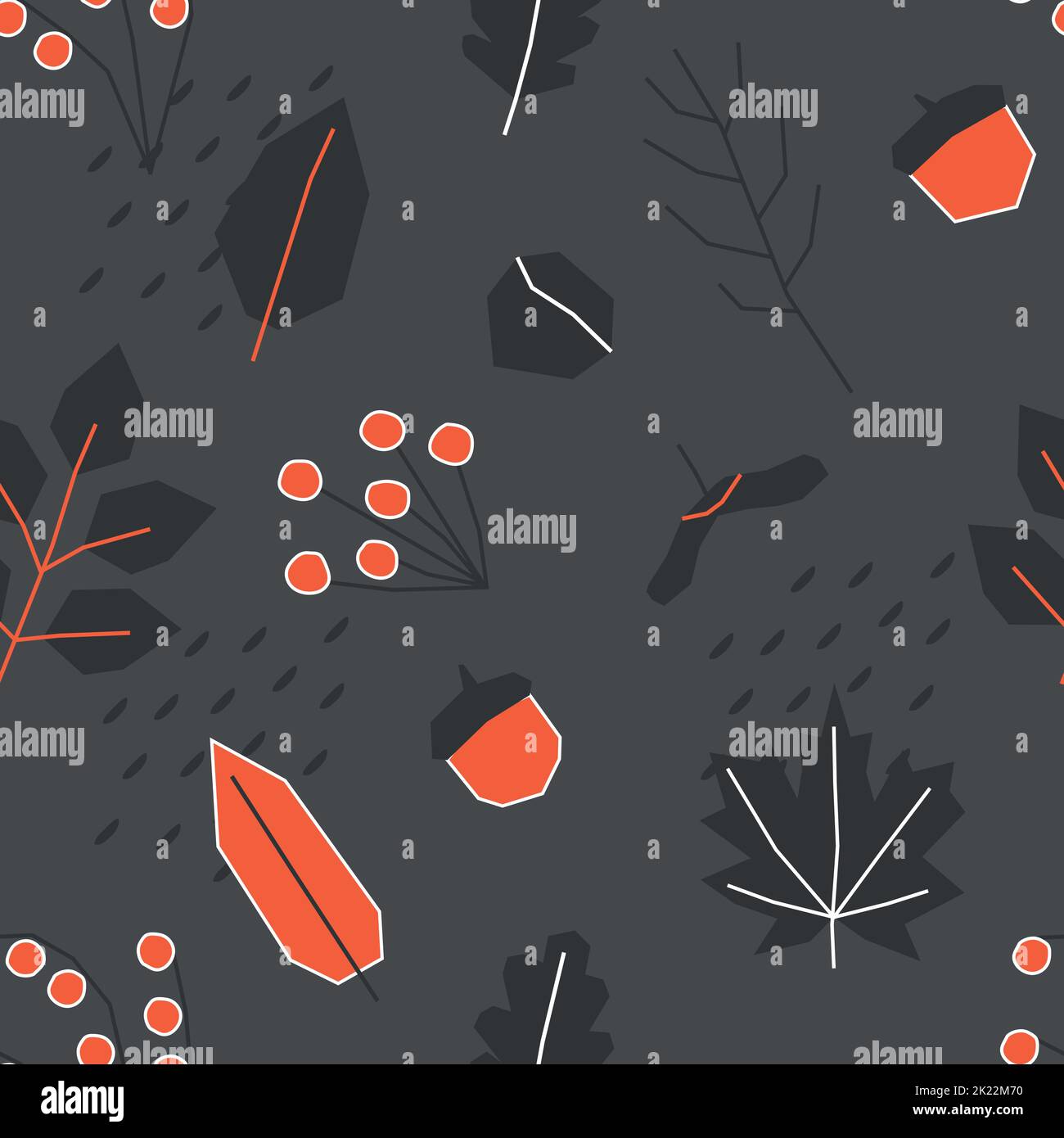 Vector seamless pattern with flat botanical elements. Geometrical ...