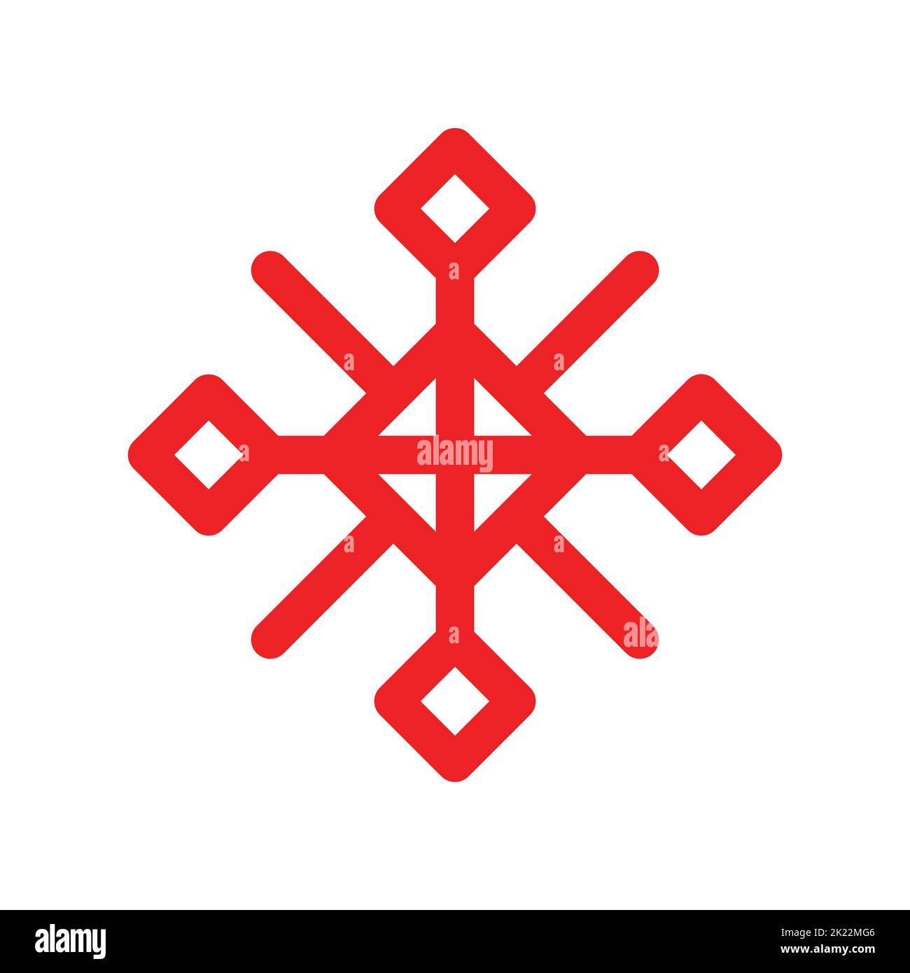 Vector isolated illustration with red geometric symbol of snowflake ...