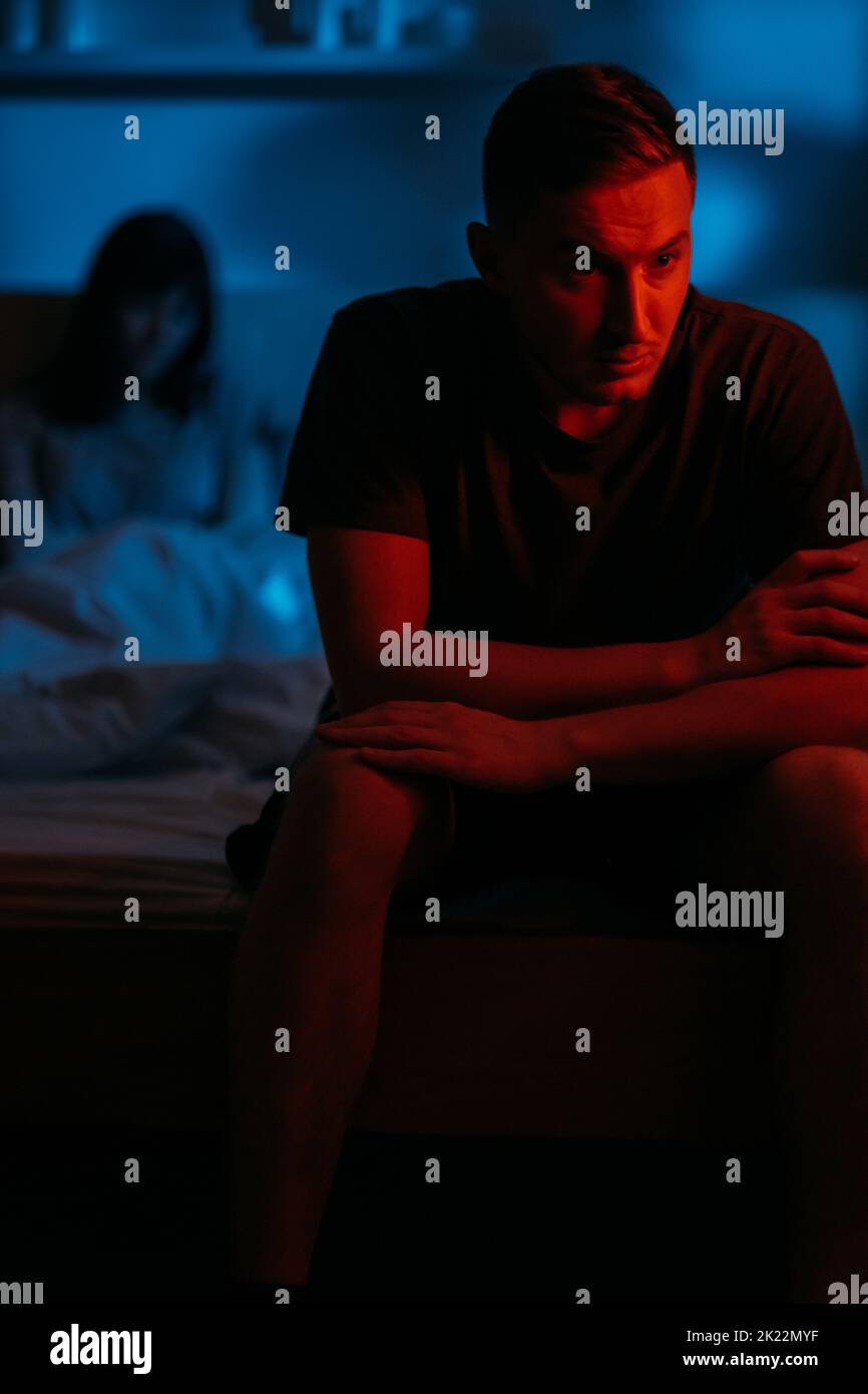 Couple issue. Domestic violence. Abuse harassment. Aggressive man ...