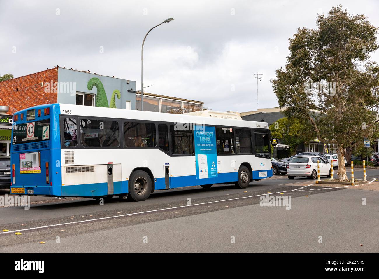 Sydney single decker bus travelling through Avalon Beach, NSW,Australia ...