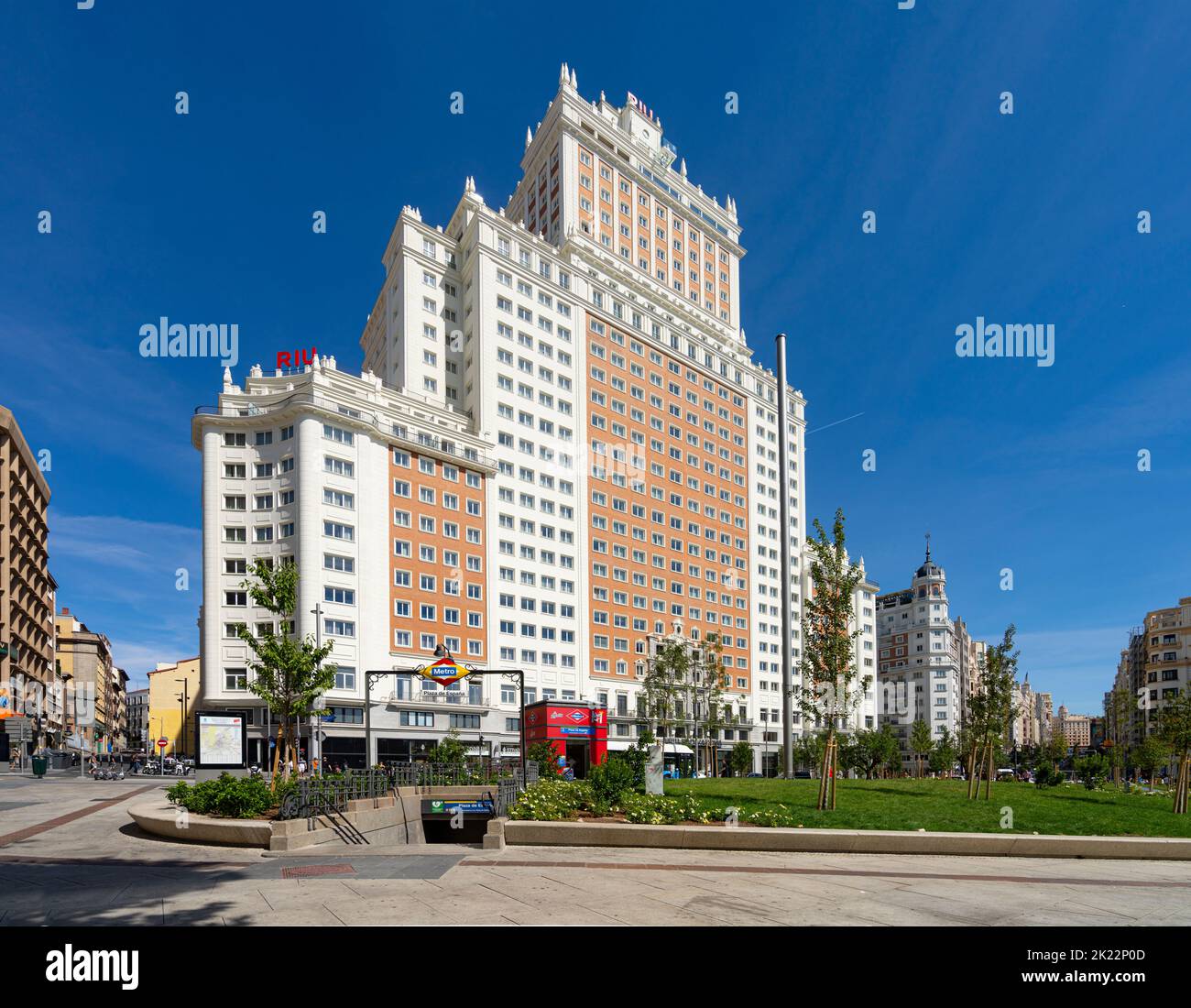 Madrid, Spain. September 2022. External view of the Riu Plaza Espana ...