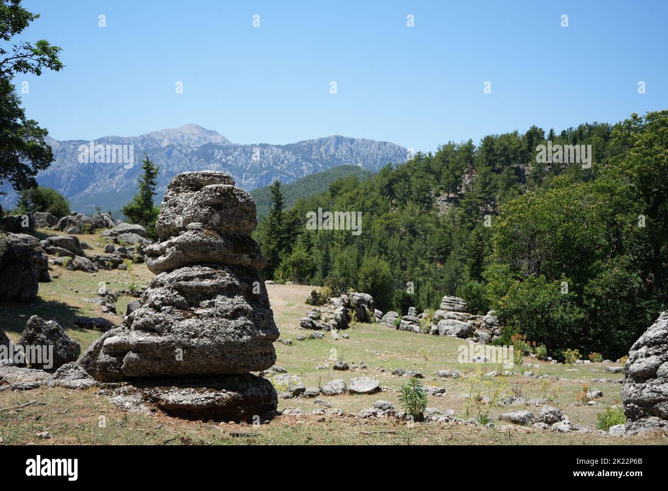 A beautiful shot of rocks on the side of a mountain near Tazi Kanyonu ...