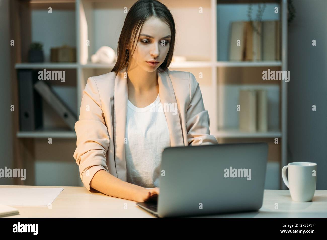 Virtual assistant. Work from home. Online business worker. Smart woman ...