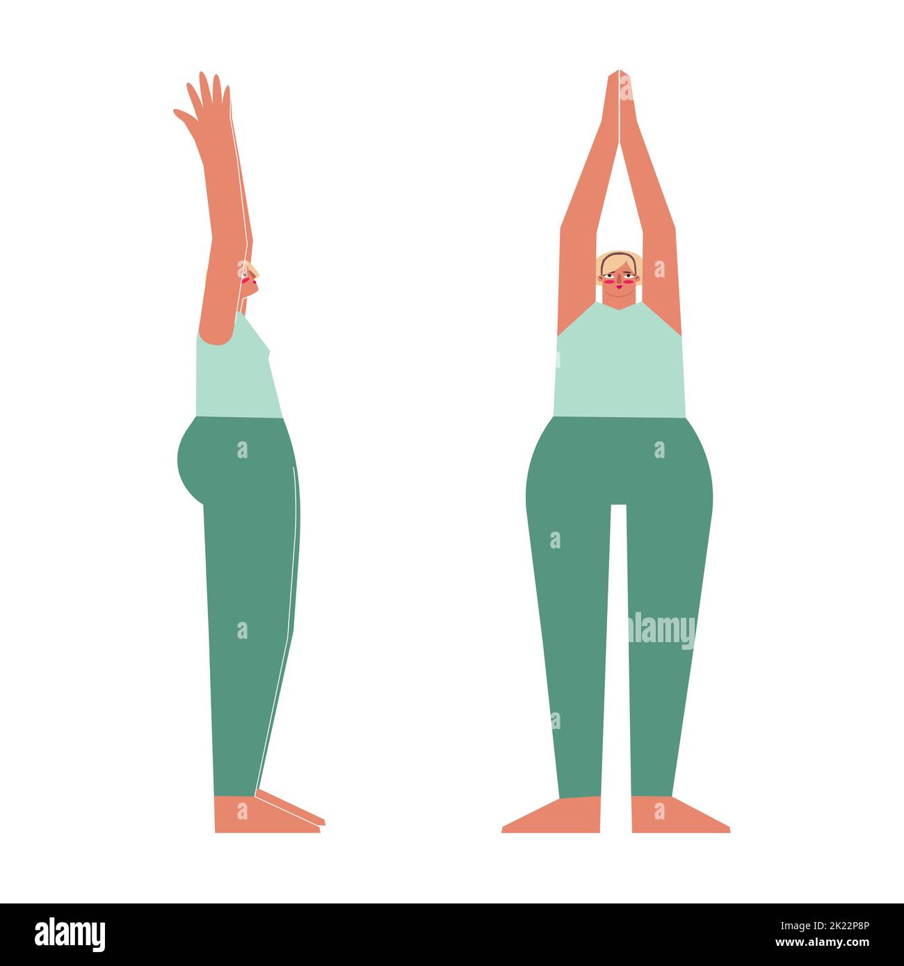 Vector concept with flat female character. Strong blonde woman learns ...