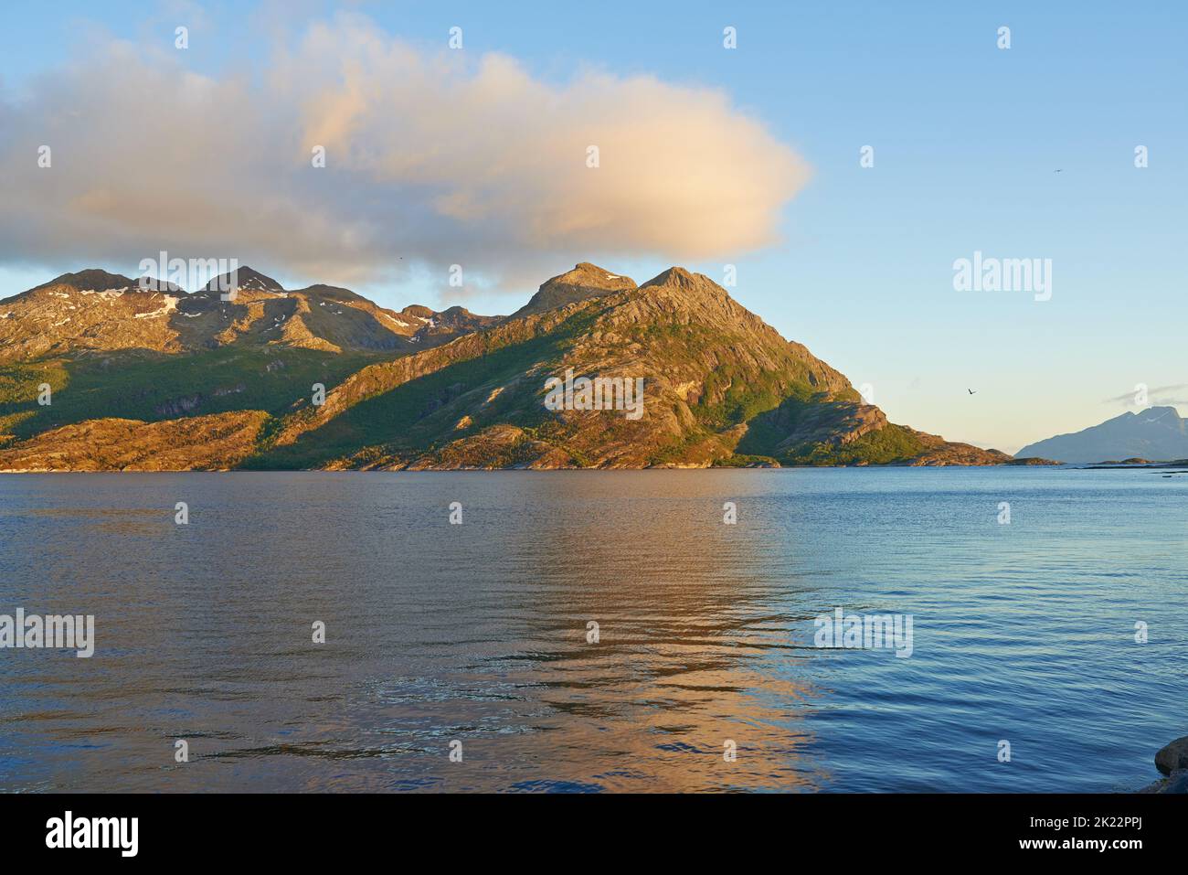 Midnigh sun in Norway. Midnight sun - landscape in Nordland, Norway ...