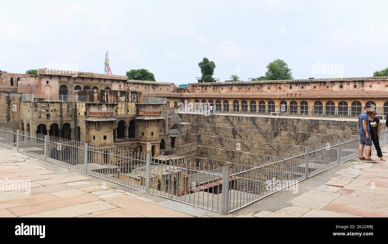 INDIA, RAJASTHAN, DAUSA, July 2022, Tourist at Chand Baori Stepwell ...