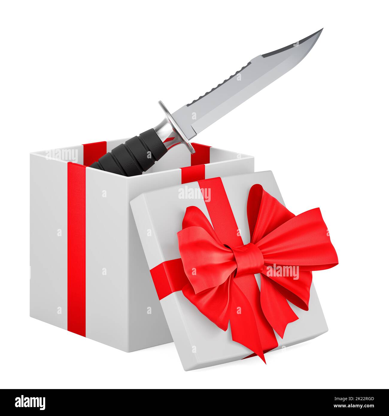 Combat knife inside gift box, 3D rendering isolated on white background ...
