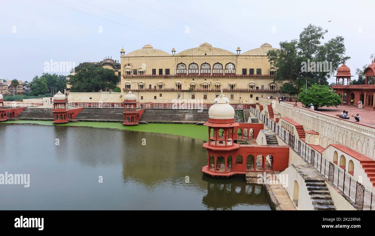 INDIA, RAJASTHAN, ALWAR, July 2022, Tourist at City Palace, Sagar talab ...