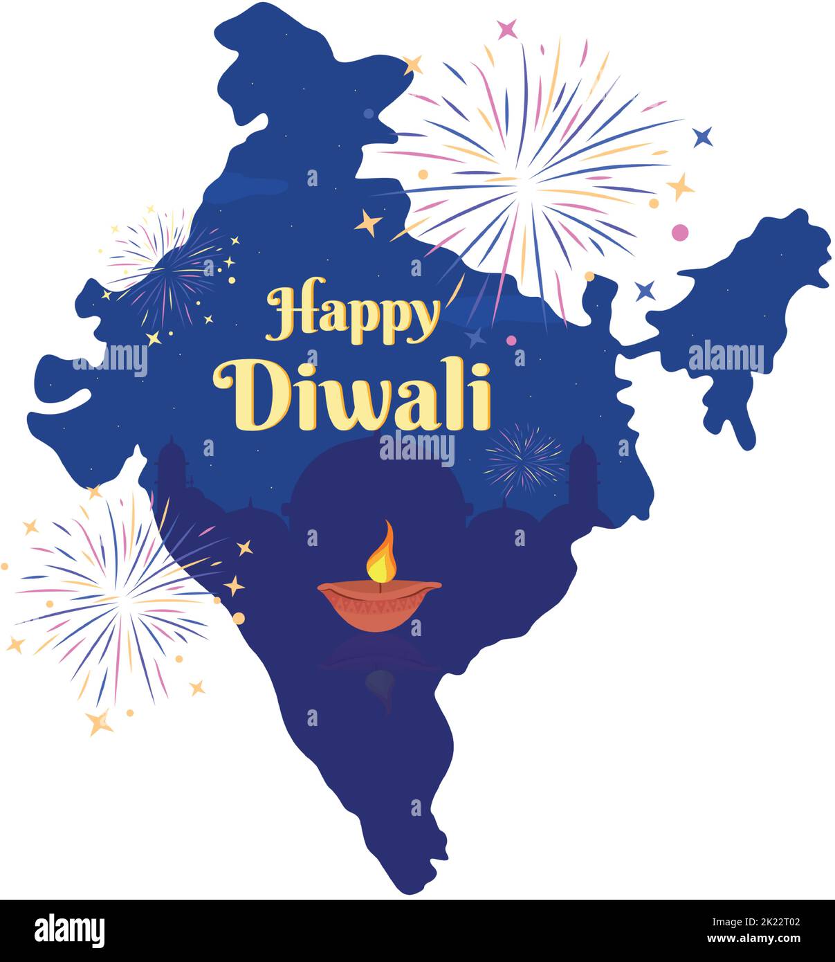 Flat style happy diwali hi-res stock photography and images - Alamy