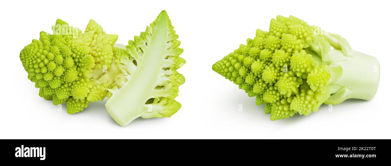 Romanesco broccoli cabbage or Roman Cauliflower isolated on white ...