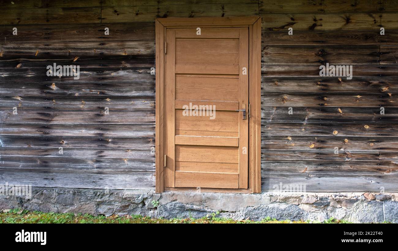 Wooden door of an old wooden country house Stock Photo - Alamy