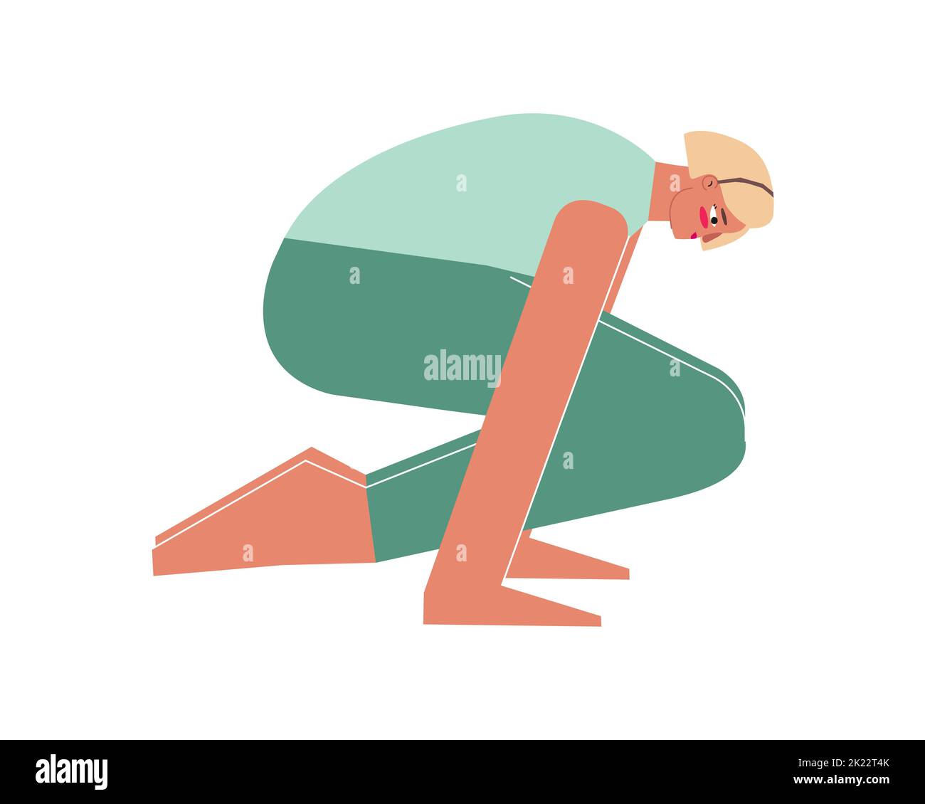 Vector isolated illustration with flat female character. Sportive ...