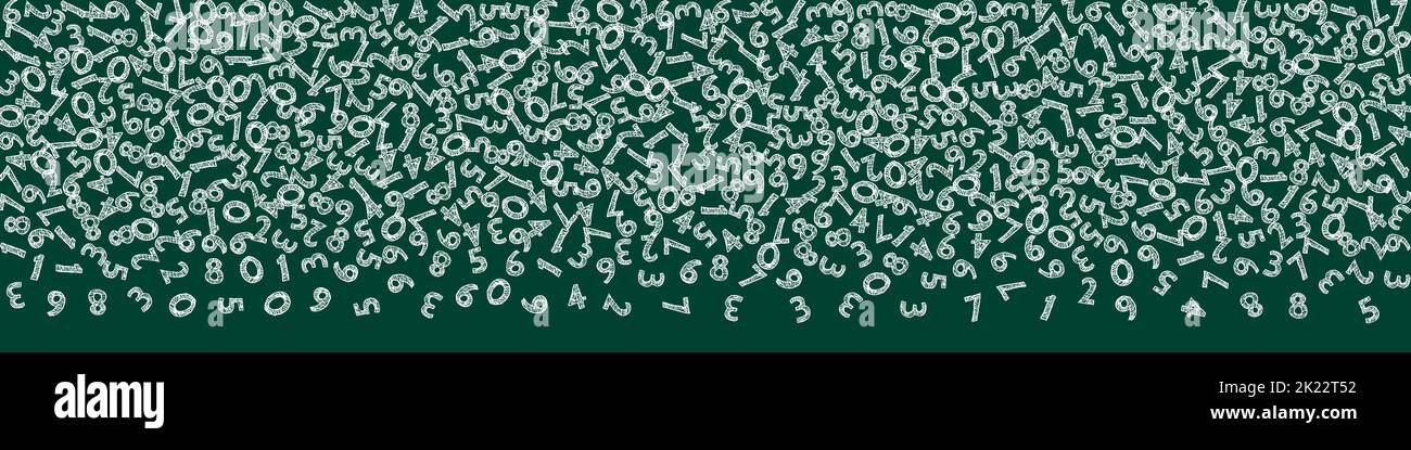 Falling handdrawn chalk numbers. Math study concept with flying digits ...
