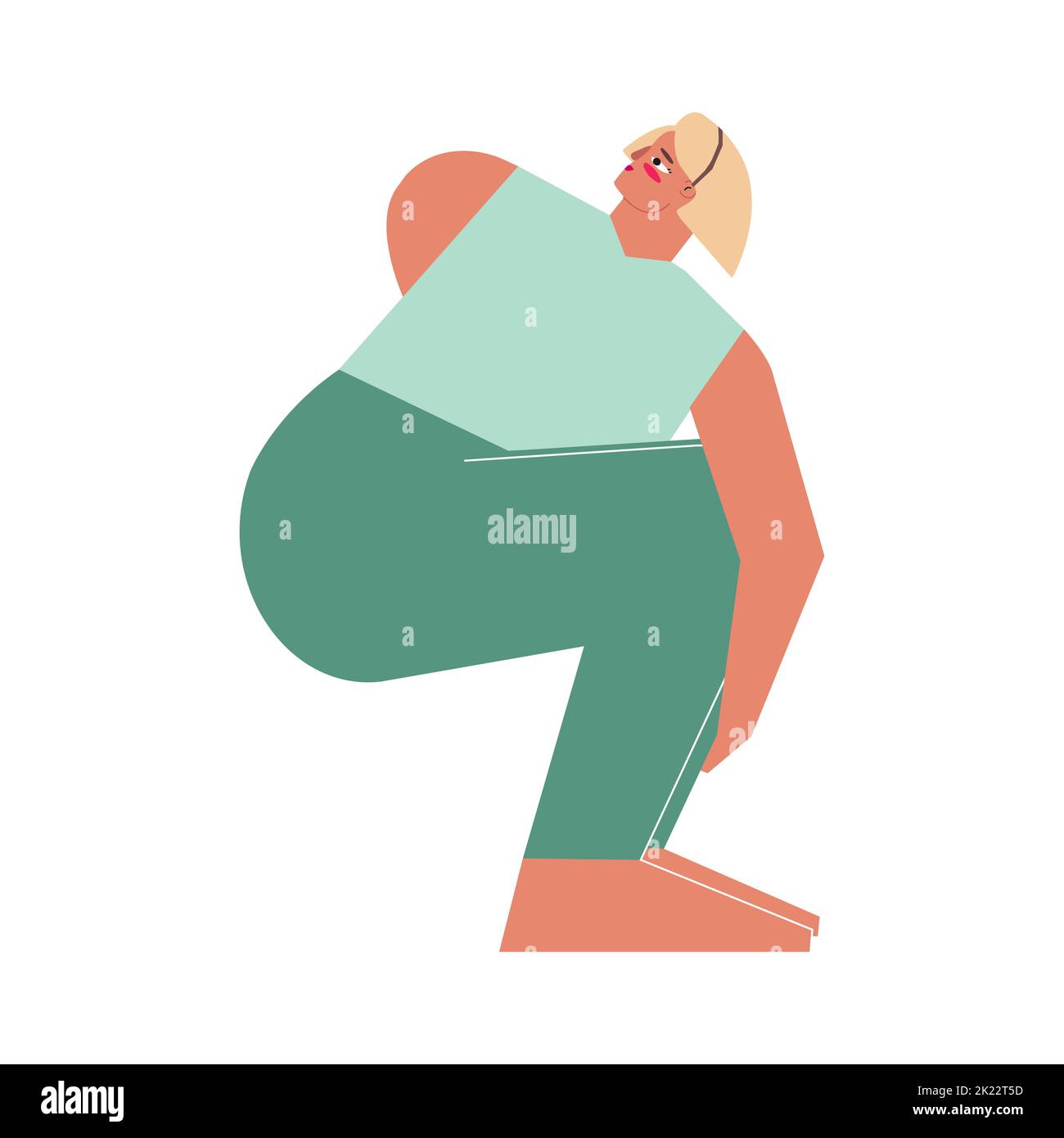 Vector isolated illustration with flat female character. Sportive woman ...