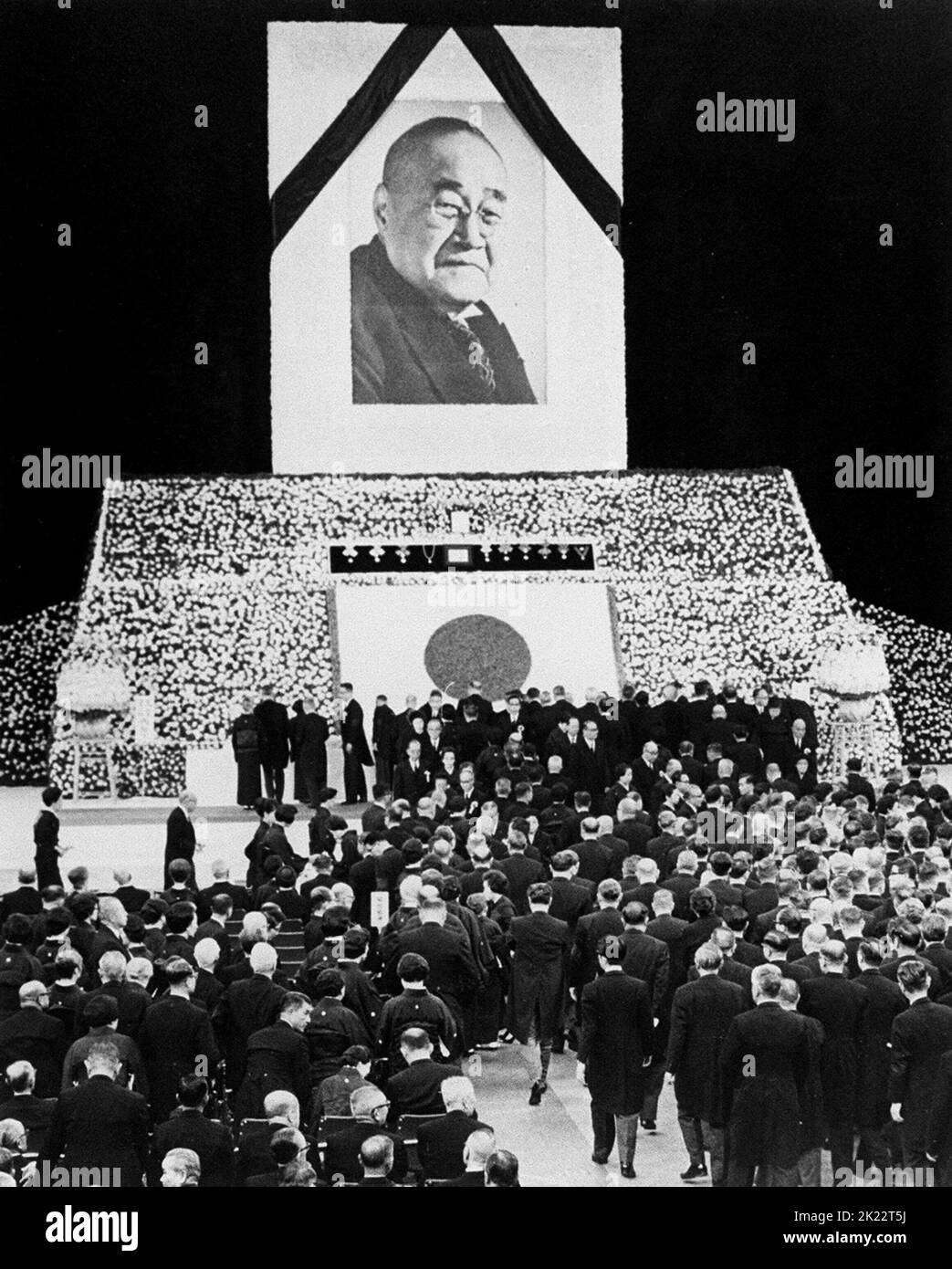 File photo shows the state funeral of former Japanese Prime Minister ...