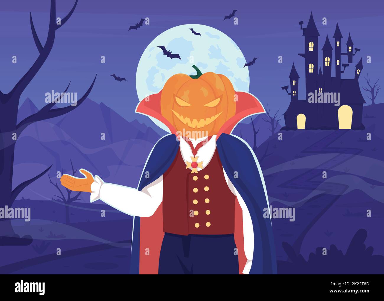 Smirking Jack o lantern flat color vector illustration Stock Vector ...