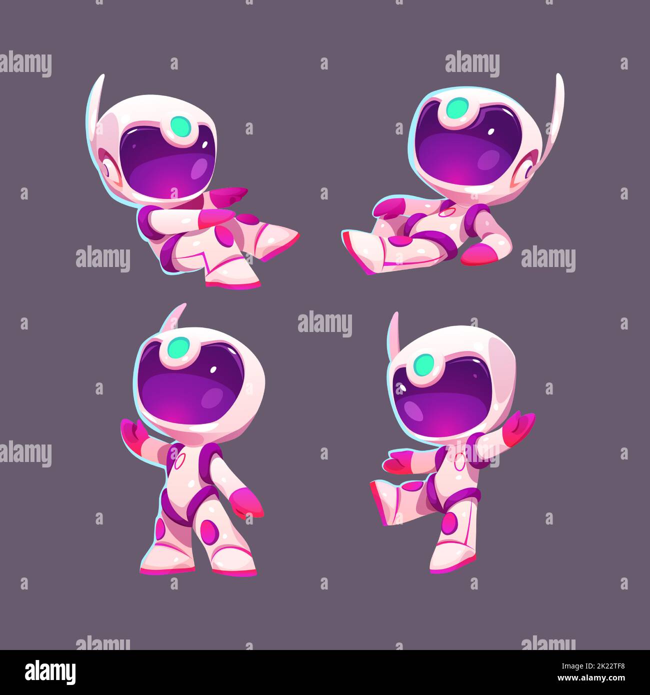 Cute astronaut in different poses isolated on background. Vector ...