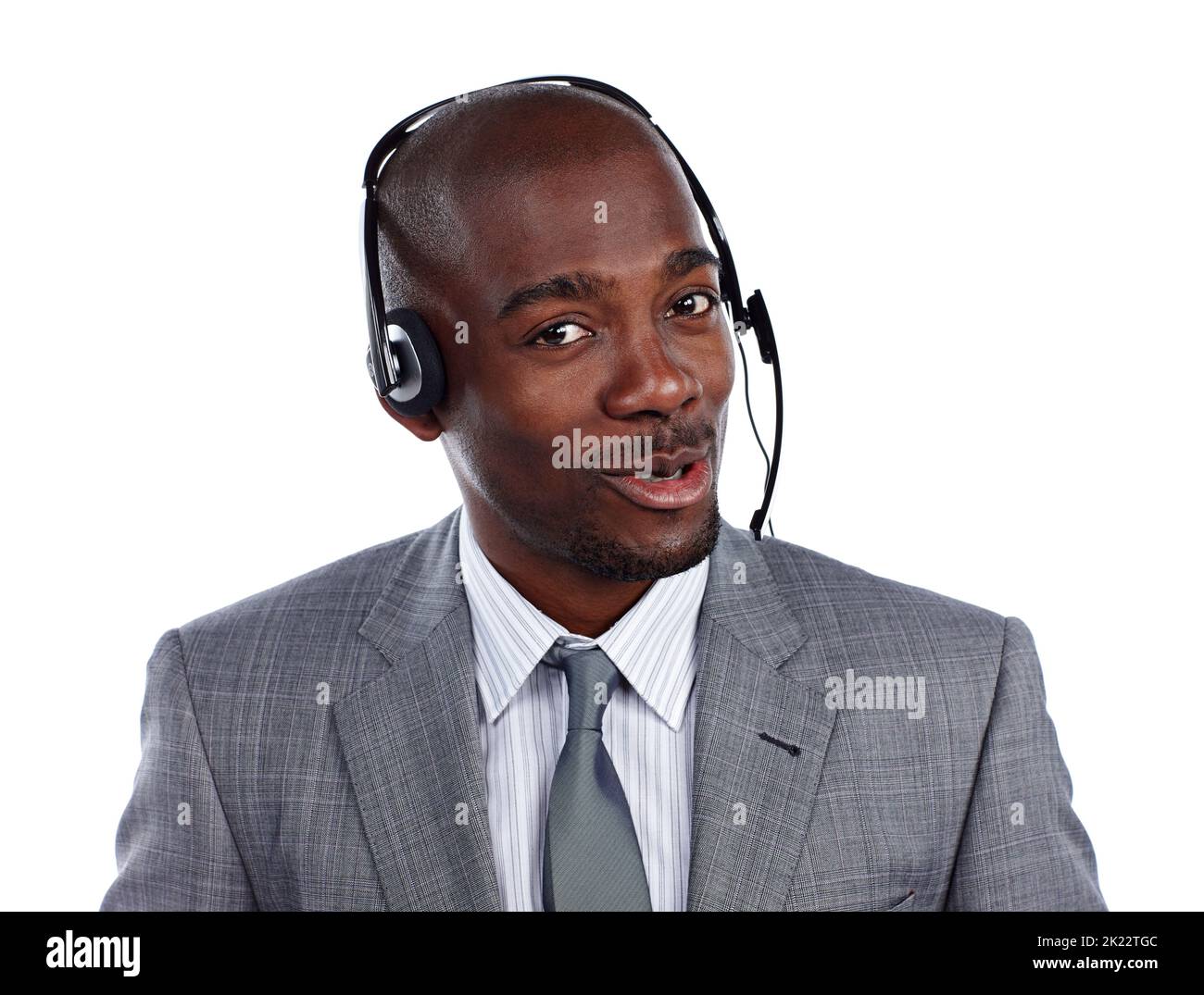 Help me, help you. Cropped portrait of a businessman wearing a headset ...