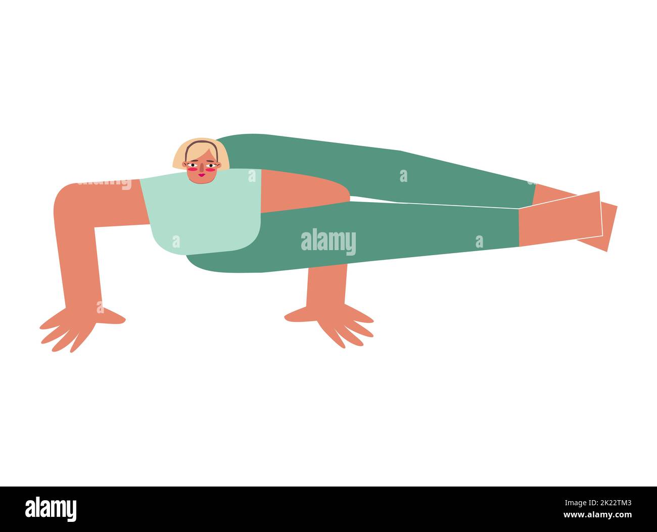 Vector isolated flat concept with female character. Sportive exercise ...