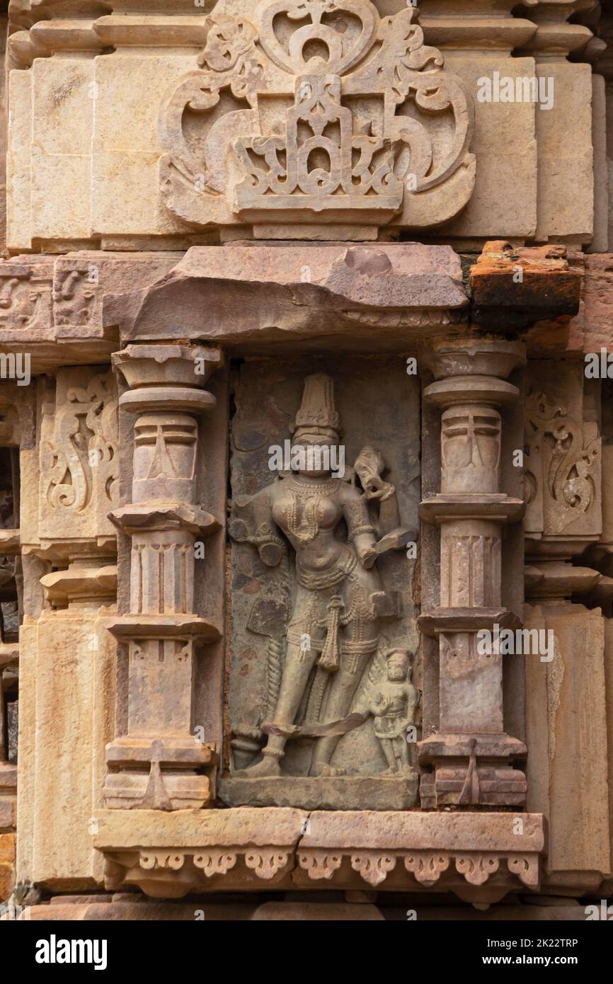 Carved sculpture of Hindu Goddess on the Hajareshwara Temple, Build ...