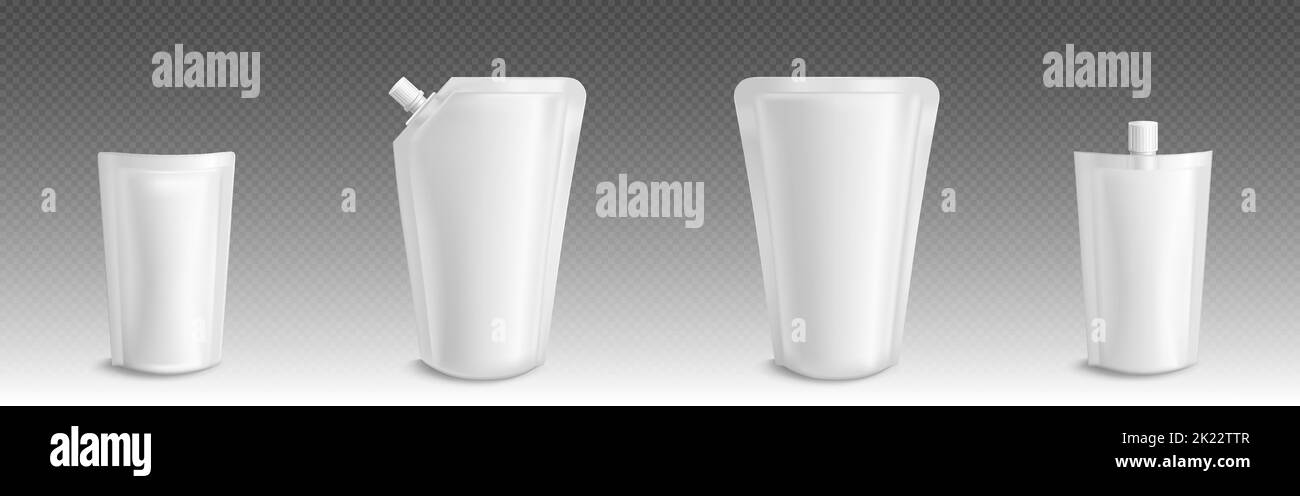 White doy pack, plastic pouch isolated on transparent background ...