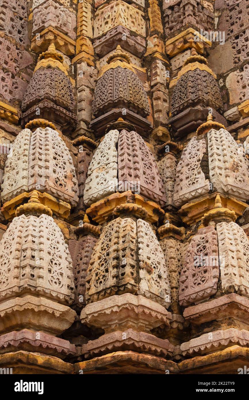 Temple shrine carvings details on the Shikara of Hajareshwara Temple ...