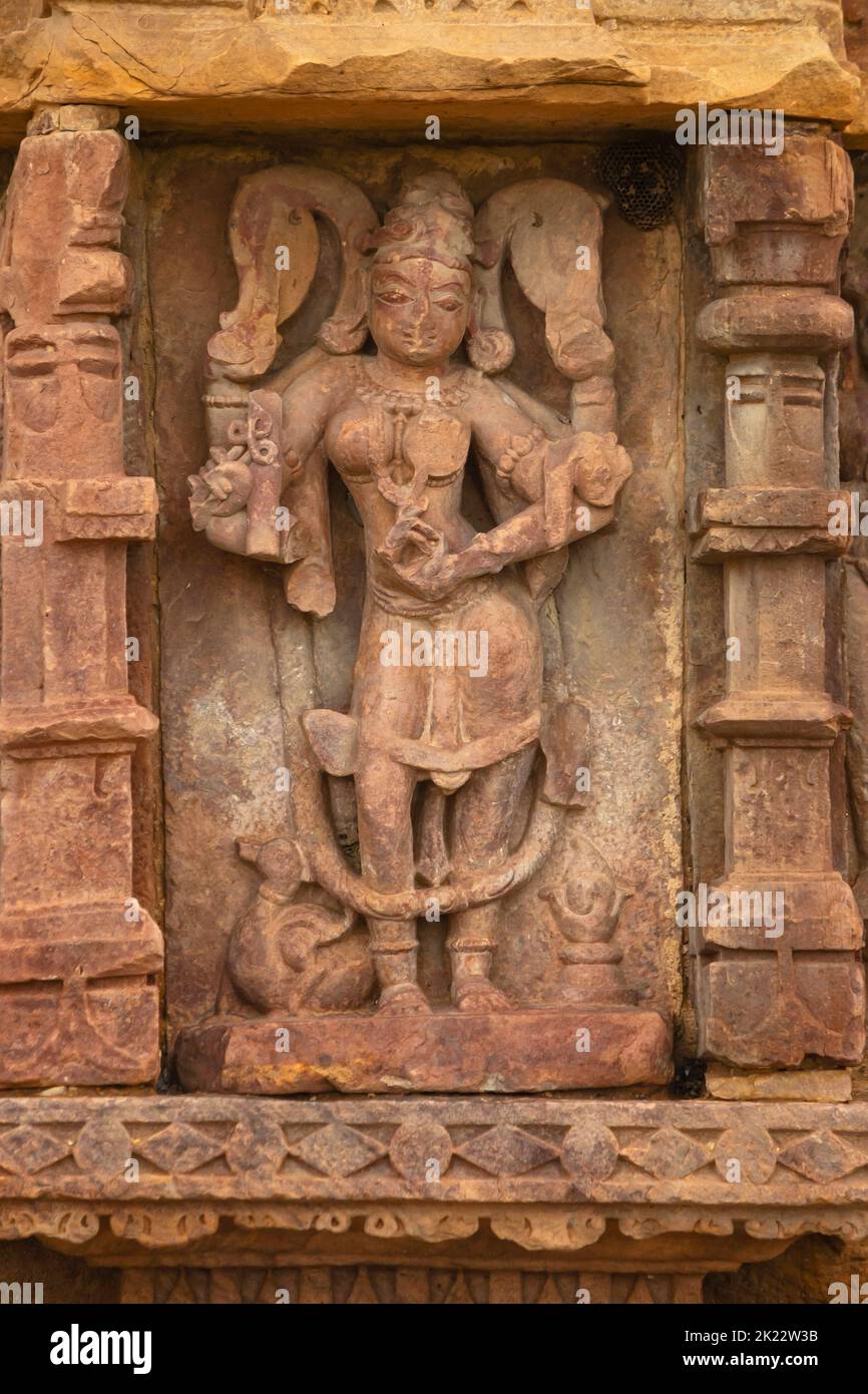 Broken Sculpture of Hindu Goddess on the Hajareshwara Temple, Bijolia ...