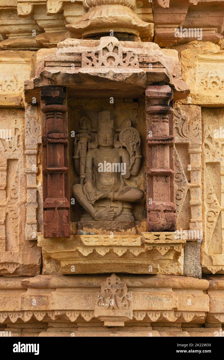 Carved Sculpture of Lord Vishnu on the Hajareshwara Temple, Bijolia ...