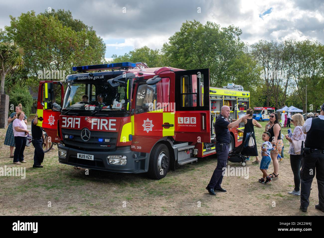 London Fire Brigade fire engine on view at Met In The Park, annual ...