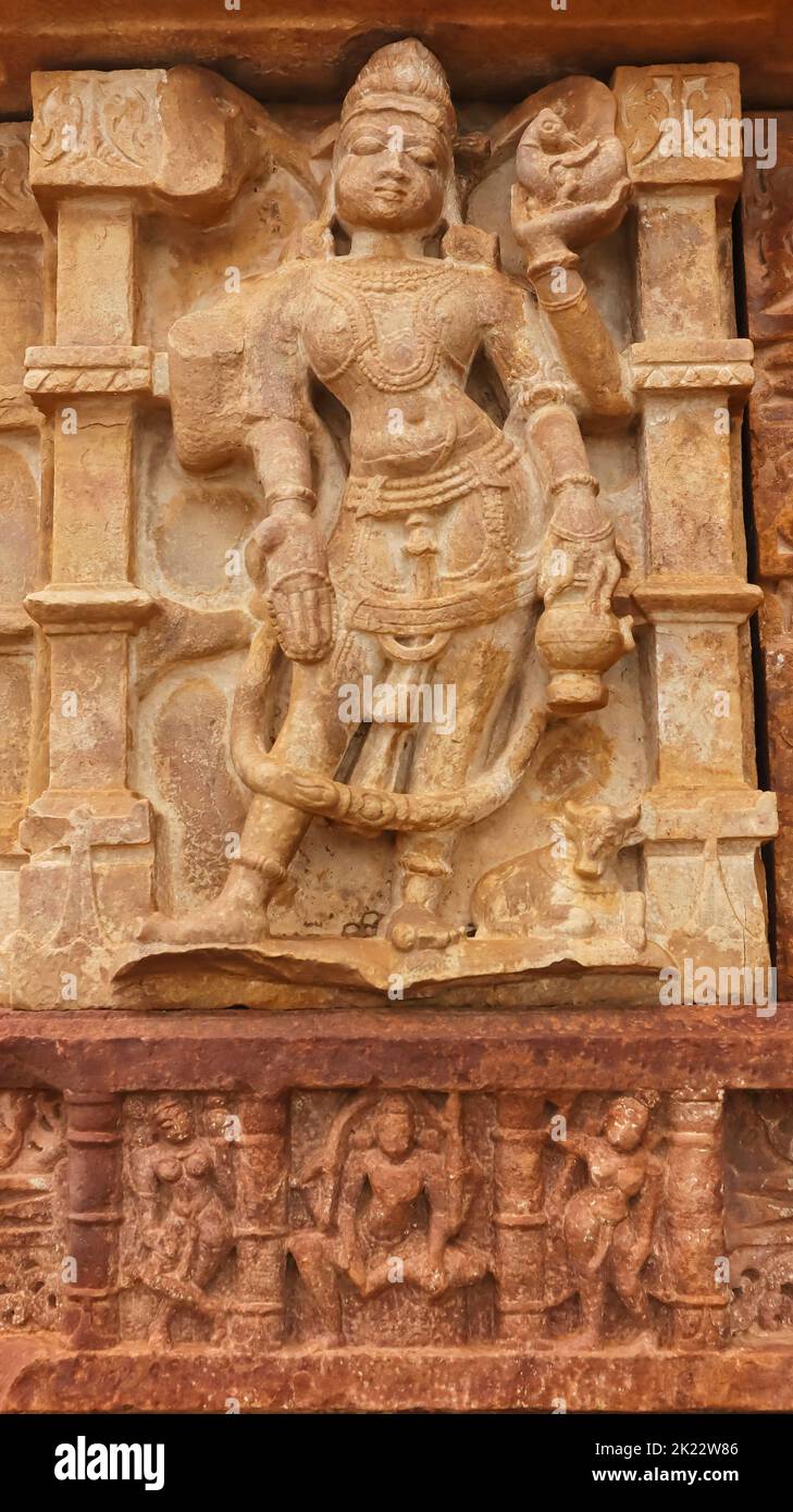 Sculpture of Hindu God on the Temple of Mahakal, Bijolia, Bhilwara ...