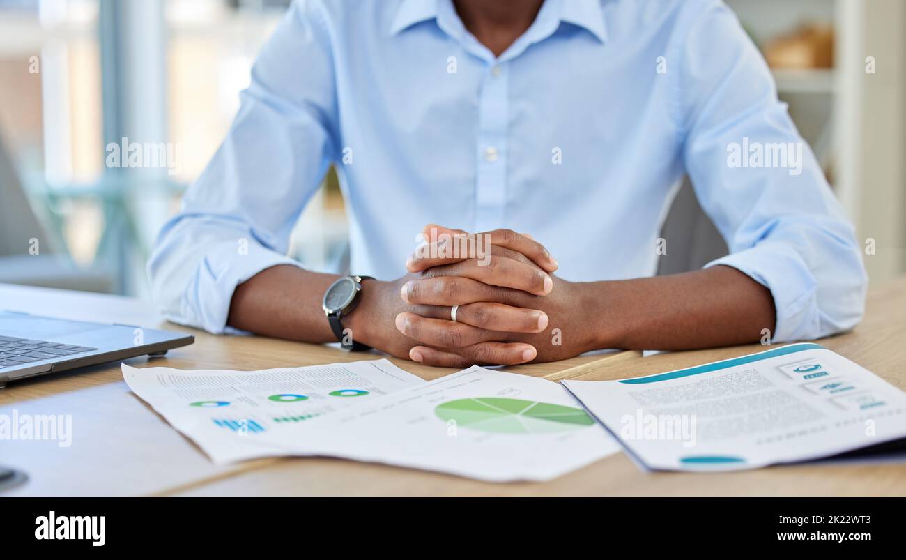 Businessman hands, paperwork data graphs and planning annual report, research and office budget ...