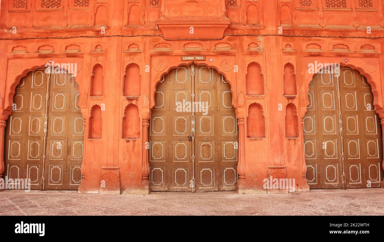 Kanwar Pada Red Sandstone gatesand wall inside the Junagarh Fort ...