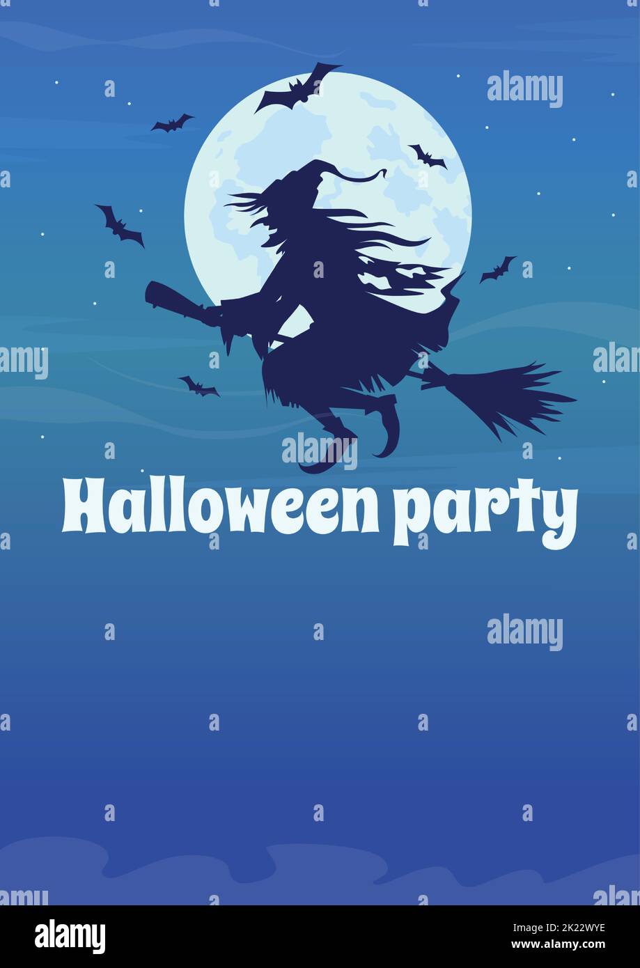 Witch themed party on Halloween flat vector banner template Stock ...