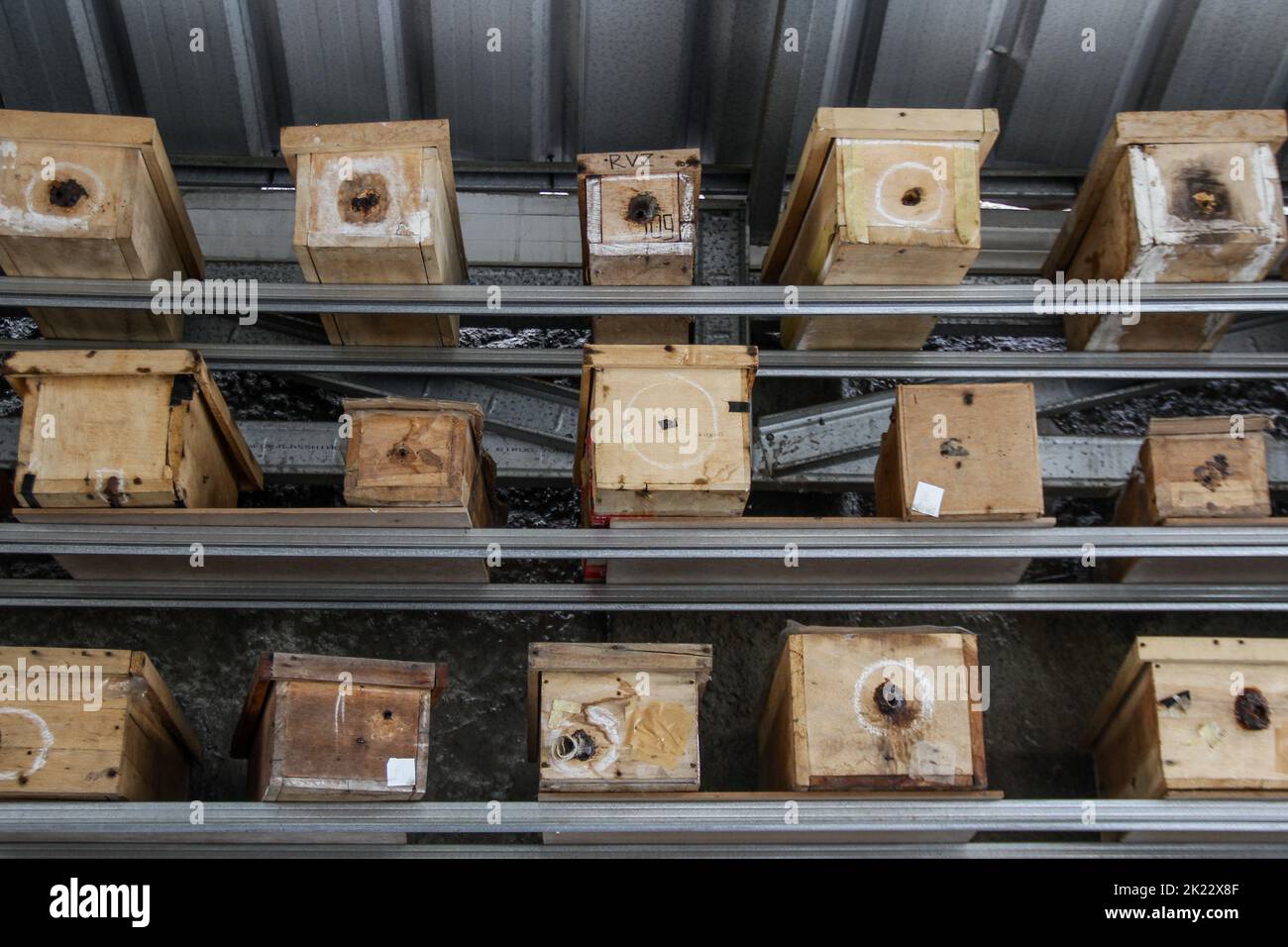 Bandung, West Java, Indonesia. 22nd Sep, 2022. Trigona itama bee cages ...