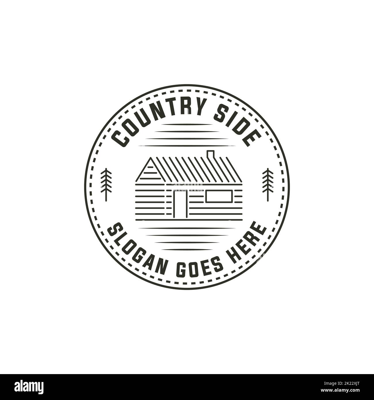 Minimalist countryside cabins logo design emblem, outline traditional ...