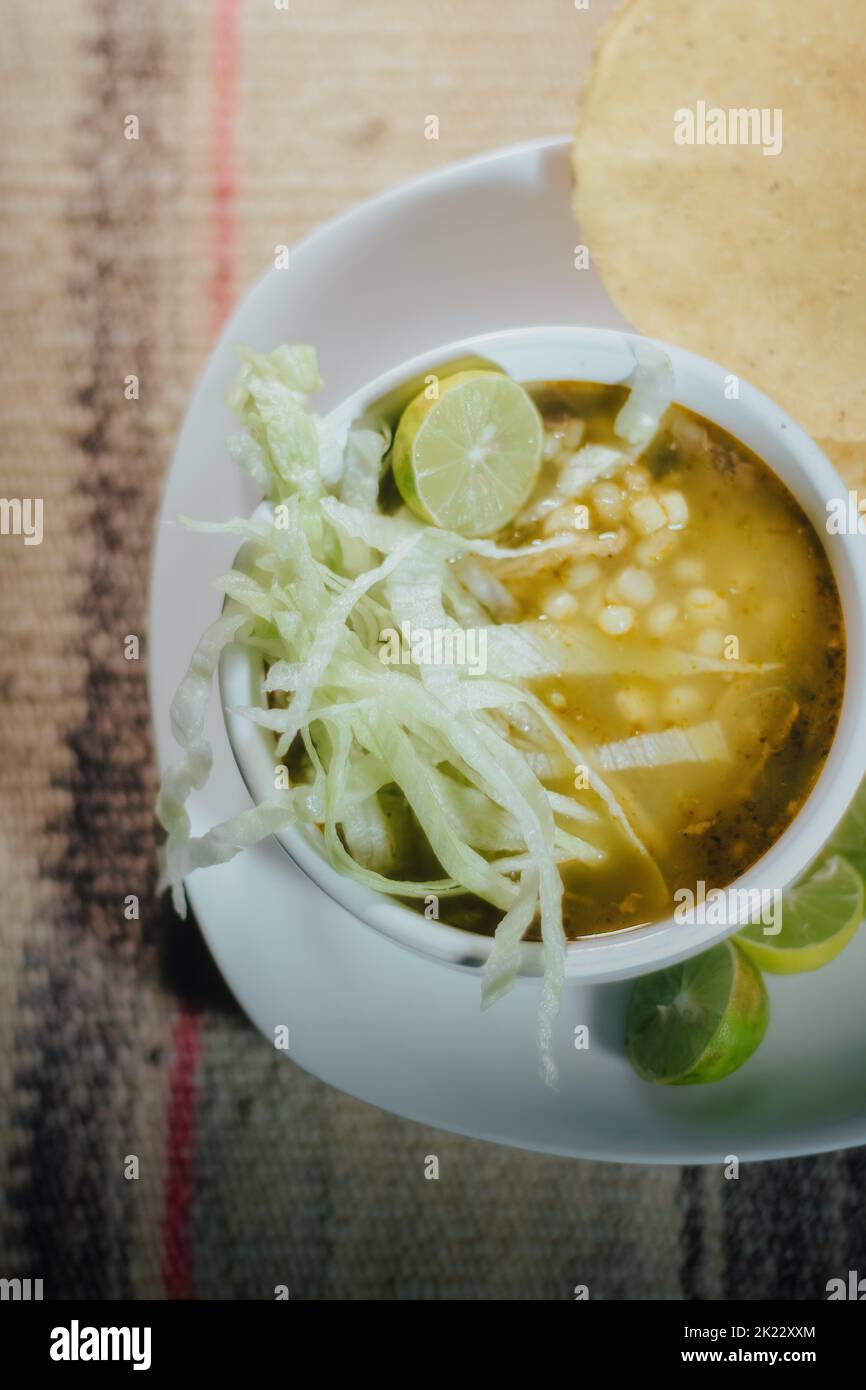 A Green Pozole, traditional Mexican cuisine, hominy stew Stock Photo ...