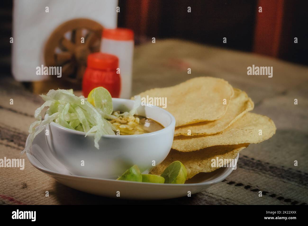 A Green Pozole, traditional Mexican cuisine, hominy stew Stock Photo ...