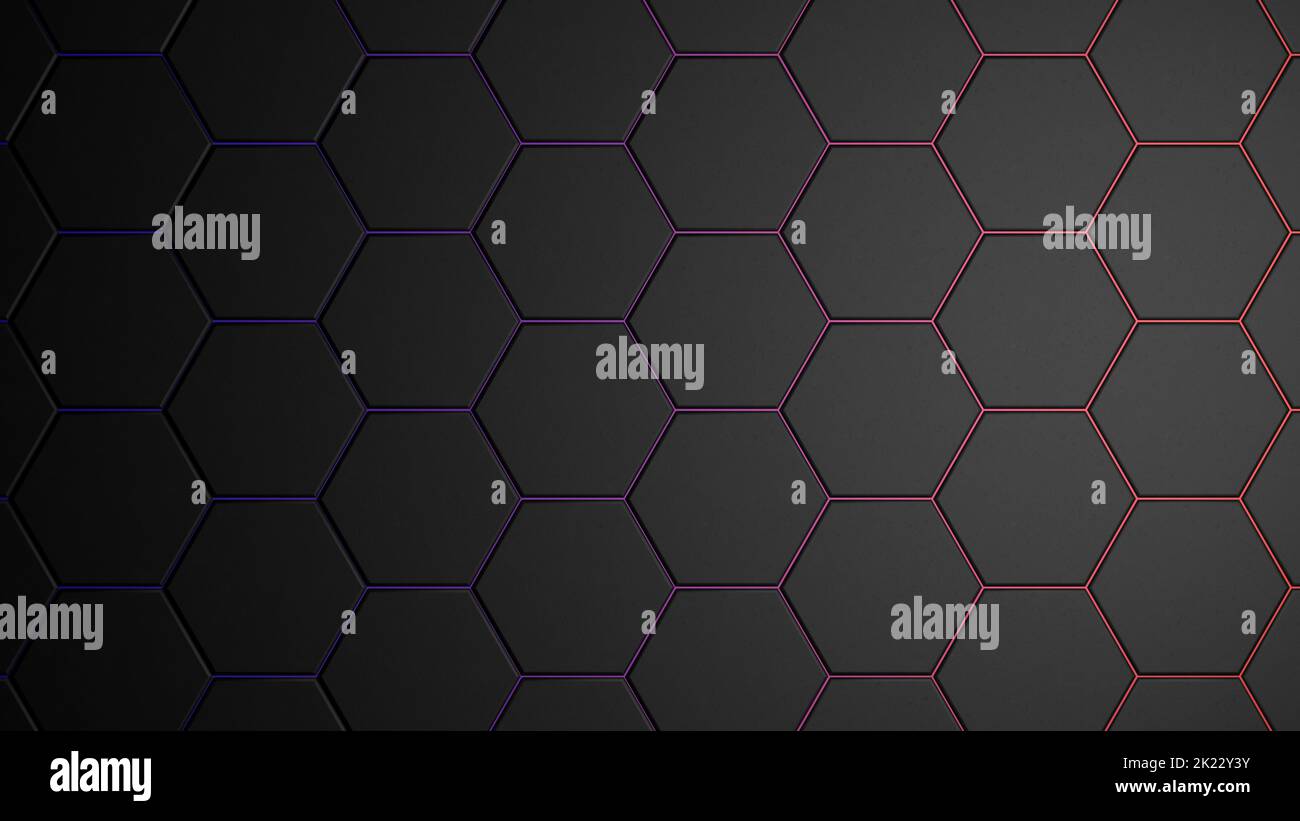 3d hexagon black background. Technology abstract geometry dark backdrop ...