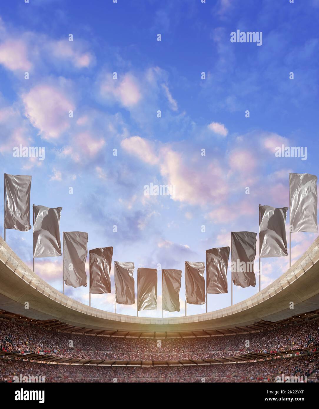 epic soccer stadium with participants glowing. ready for game. mockup ...