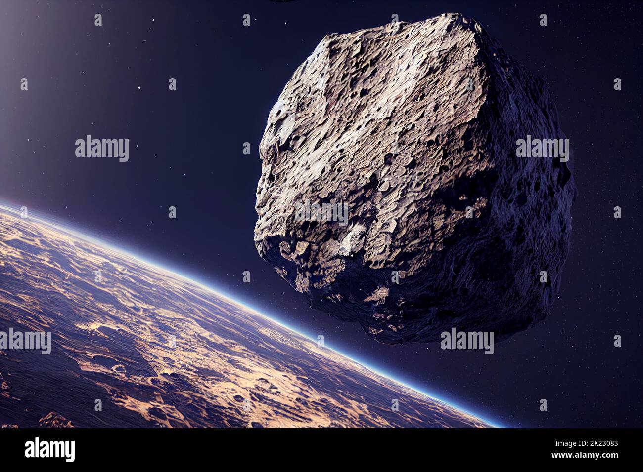 Big asteroid in the space. Potentially hazardous asteroids. Asteroid in ... Big asteroid in the space. Potentially hazardous asteroids. Asteroid in ...