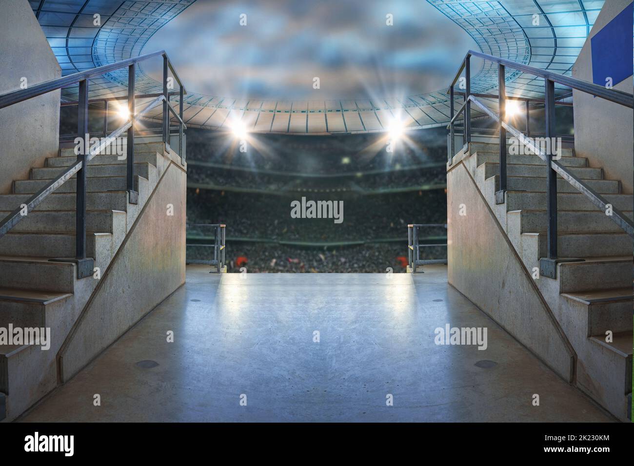 Entry into the soccer stadium - big epic game start Stock Photo - Alamy