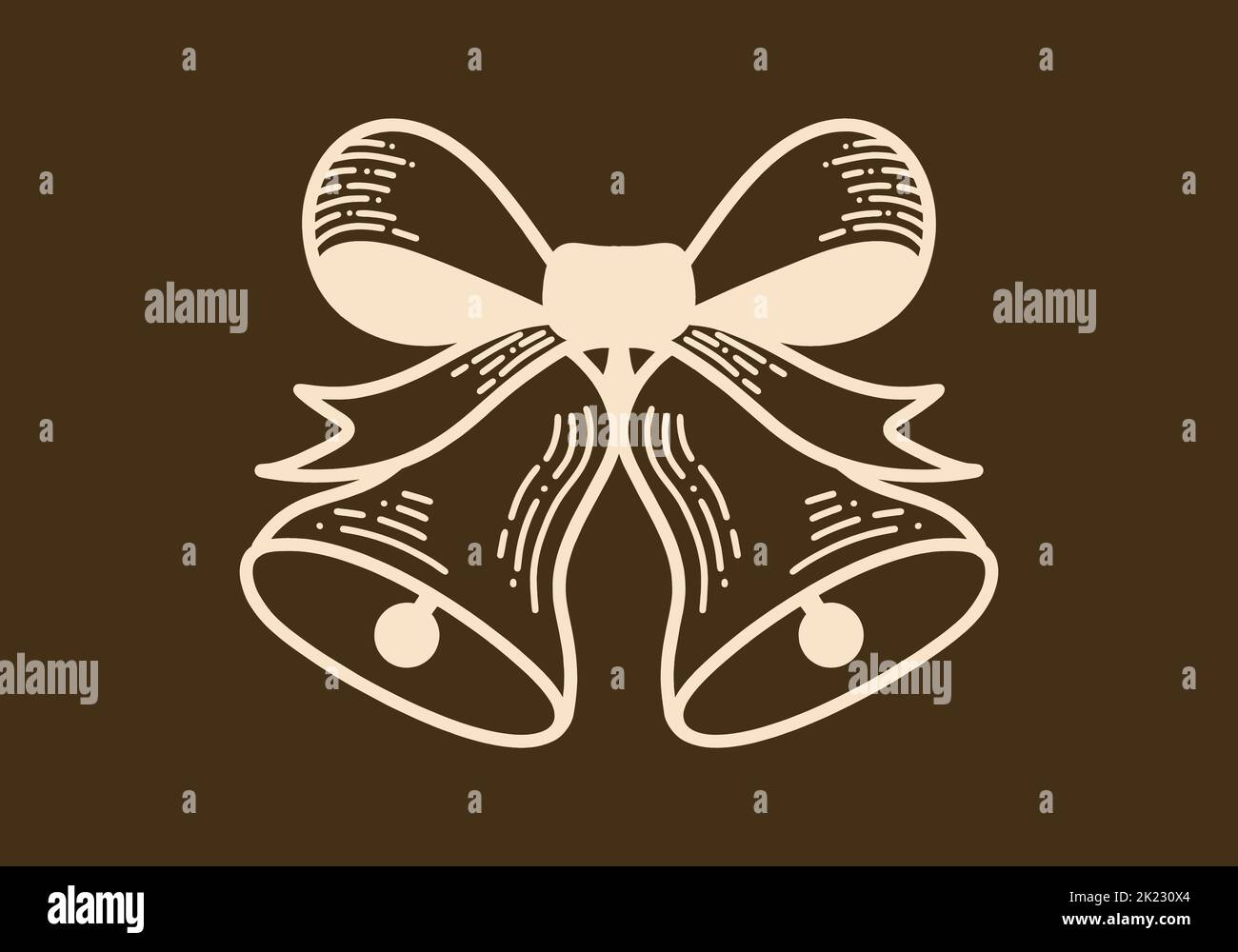 Two bells with a ribbon retro vintage line art design Stock Vector ...