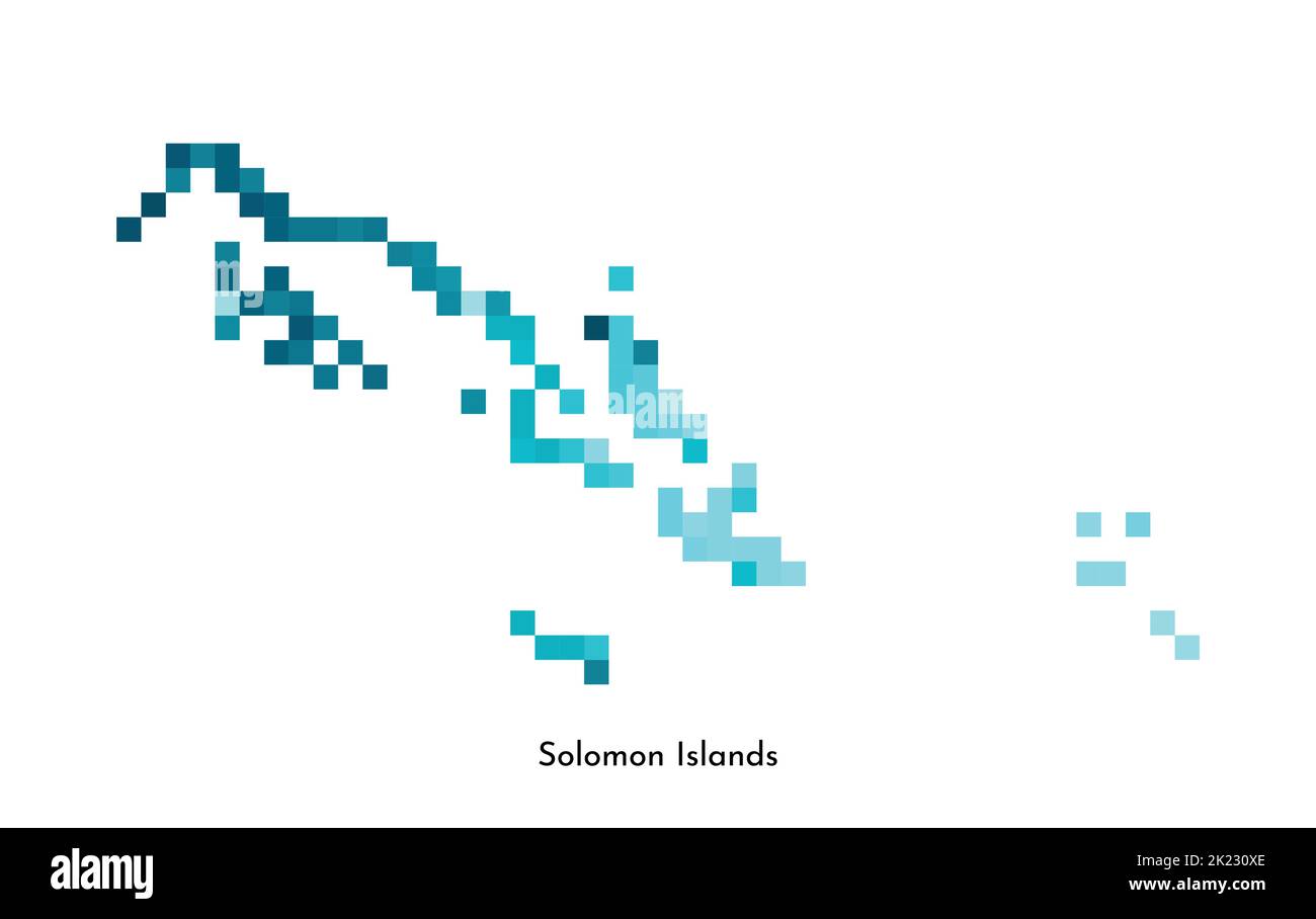 Vector isolated geometric illustration with simple icy blue shape of Solomon Islands map. Pixel ...