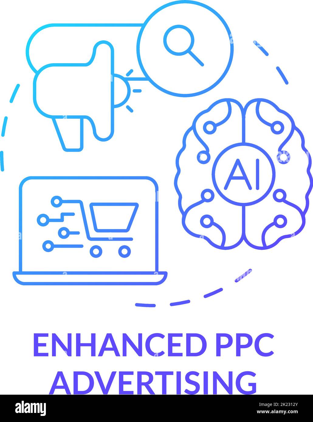 Enhanced PPC advertising blue gradient concept icon Stock Vector Image ...