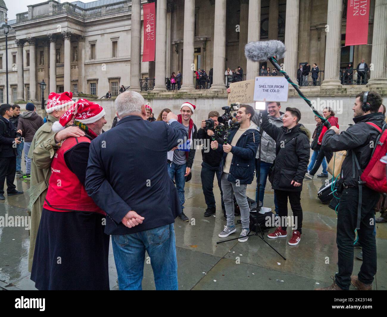Big Issue founder John Bird, a Big Issue seller and actor Christopher ...