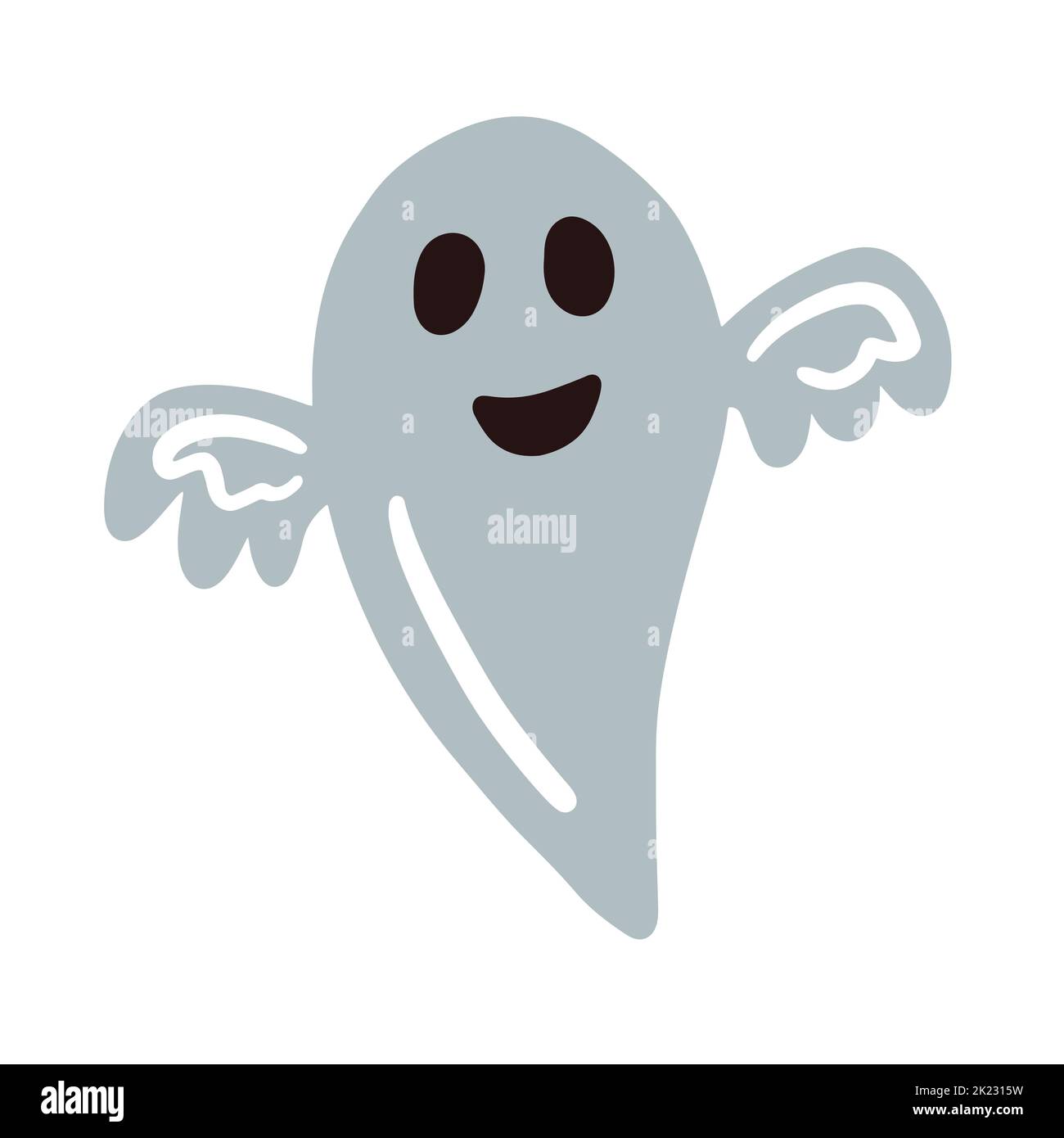 Halloween Ghost Shape, Hand Drawn Cute Spirit Silhouette Stock Vector ...